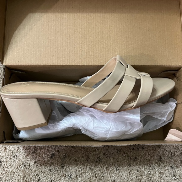 Shoes | Cream Block Heel Shoes With Cage Design | Poshmark